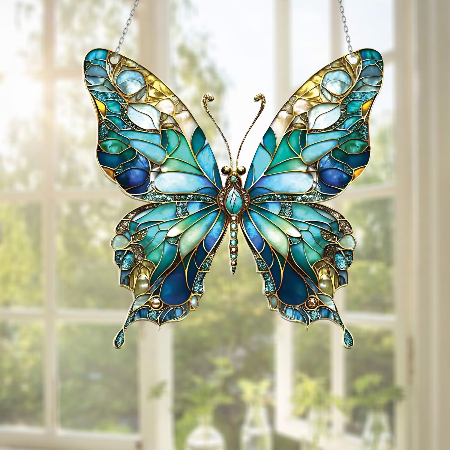 Butterfly Window Hanging Acrylic Flat 2D, Stained Glass Style ...