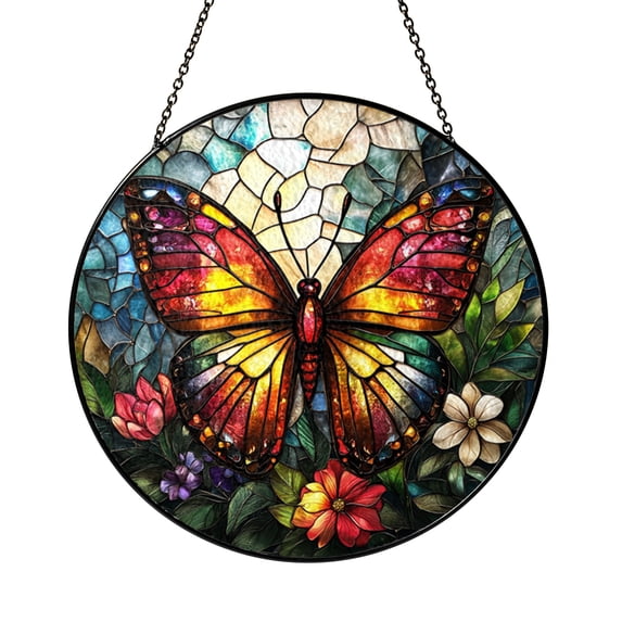 Butterfly Window Hanging Decorative Stained Glass Style Art - Walmart.com