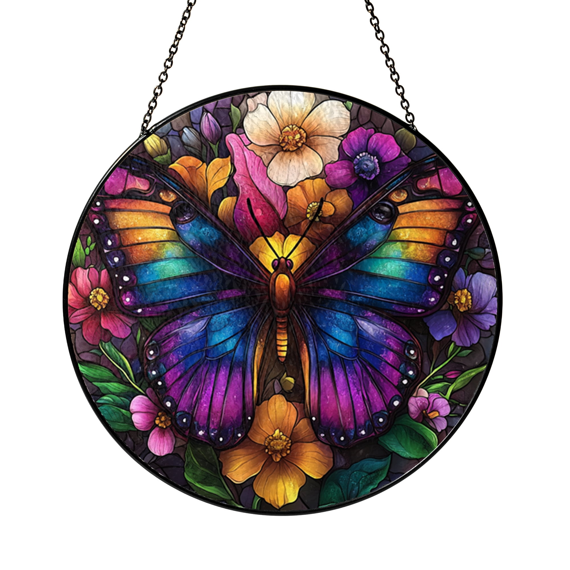 Butterfly Window Suncatcher with Stained Glass Look, Lively Nature Home ...