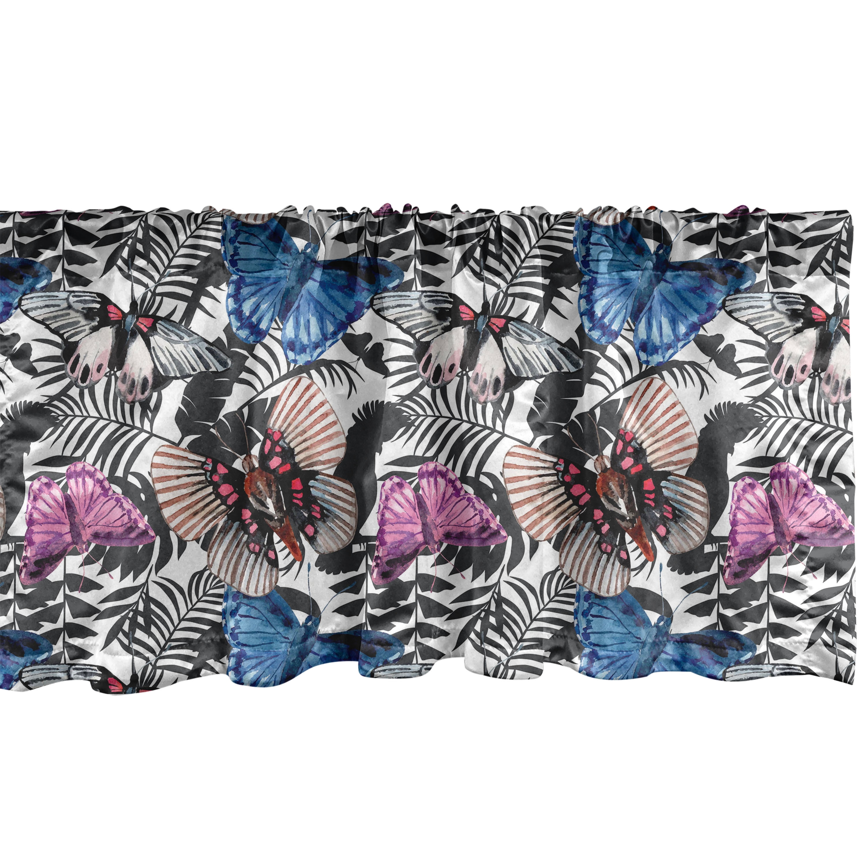 Butterfly Window Valance, Monarchs and Exotic Leaf Silhouettes Spring ...