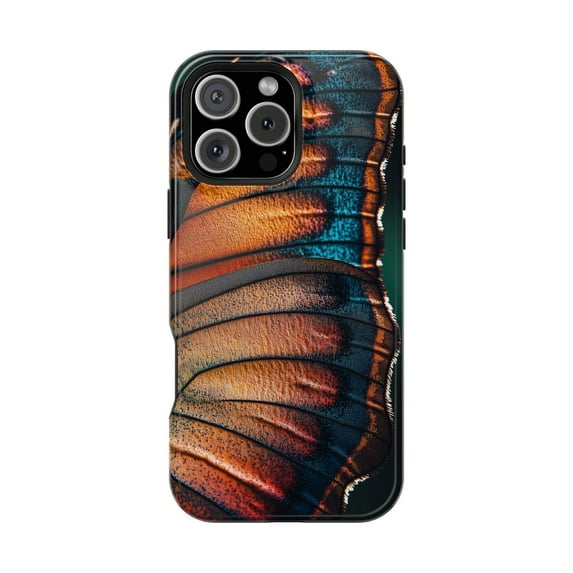 Butterfly Wing Orange Teal Closeup Pattern Art Phone Case for iPhone 17 ...