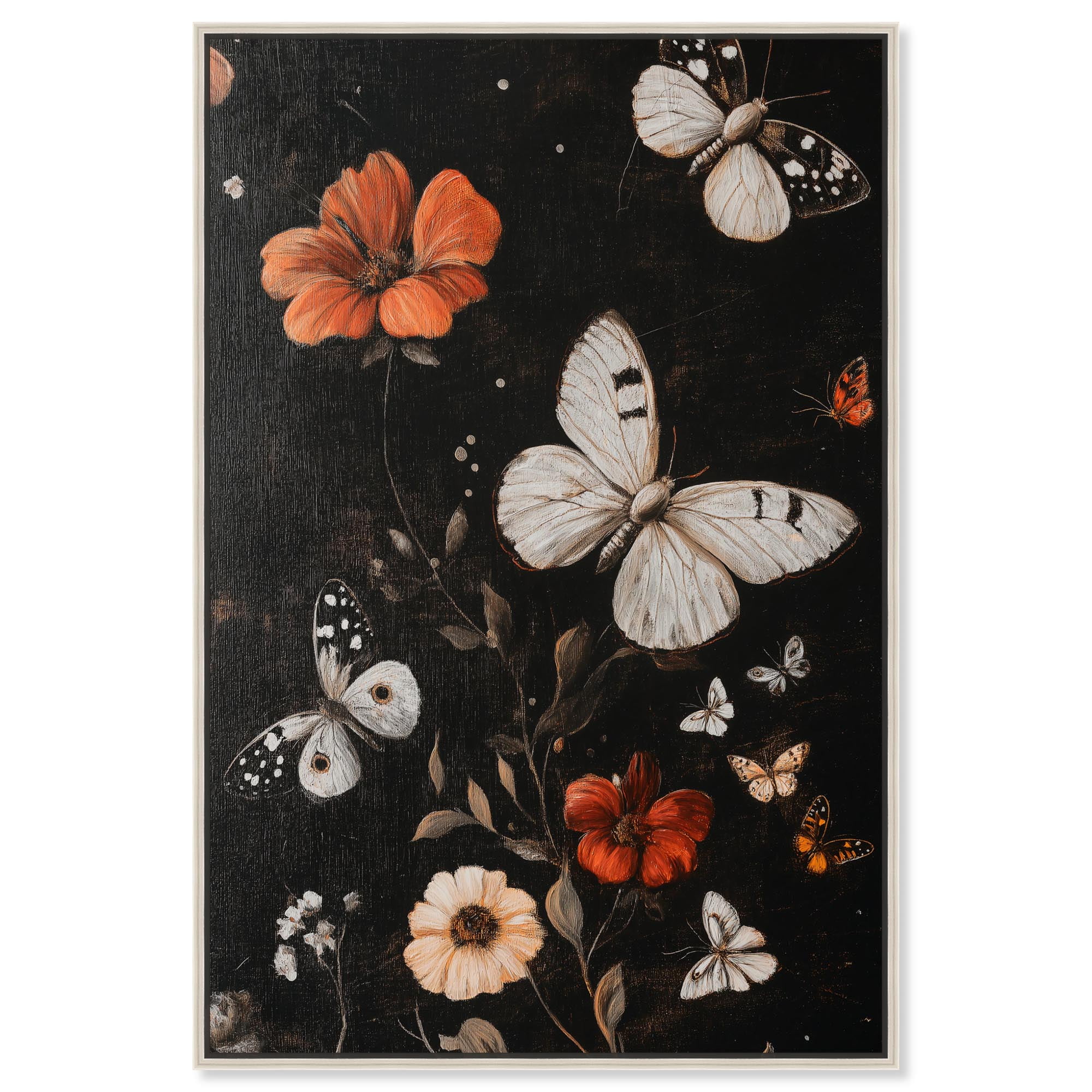 Butterfly Wing Patterns Canvas Chic Floral Art by Art Remedy, Silver ...