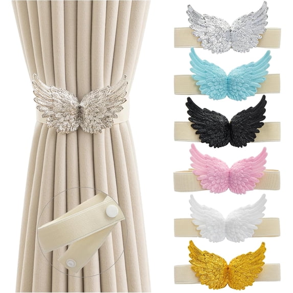 Butterfly Wing Shaped Curtain Tie Backs, 2Pack with Adjustable Elastic ...