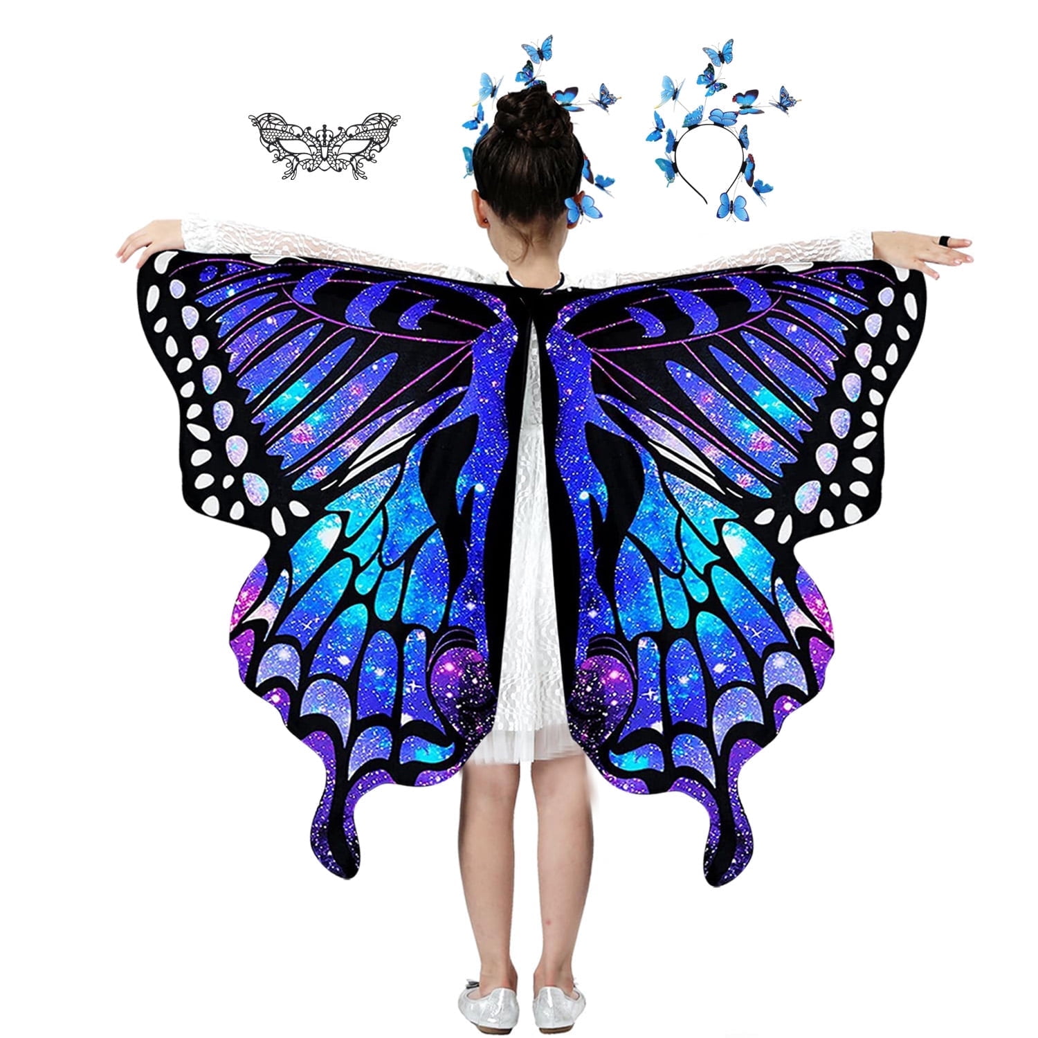 Butterfly Wings for Girls, Princess Dress-up Set, Halloween Birthday ...