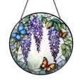 Butterfly Wisteria Stained Glass Style Suncatcher, Decorative Floral ...