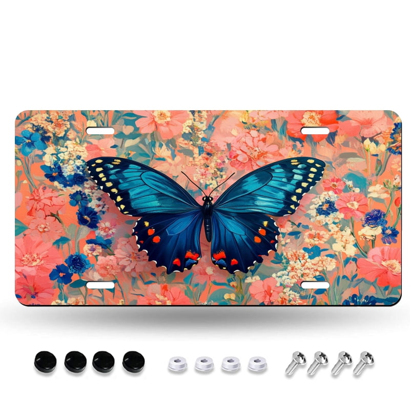 Butterfly With Black Wing Edges License Plate Frame, Decorative Novelty ...