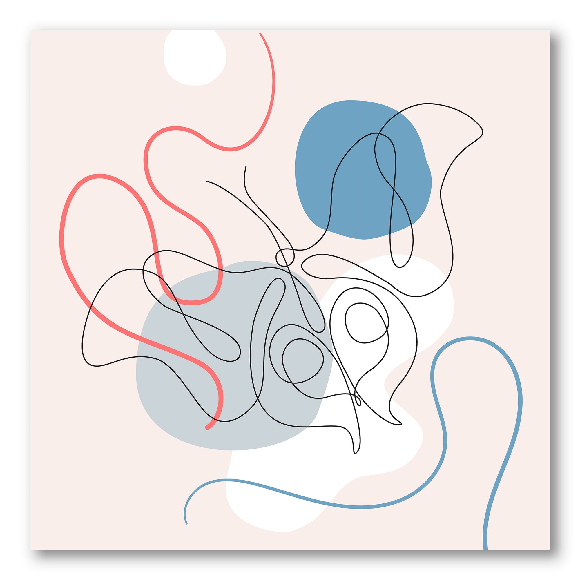 Butterfly With One Line Drawing On Cubism Shapes II 30 in x 30 in ...