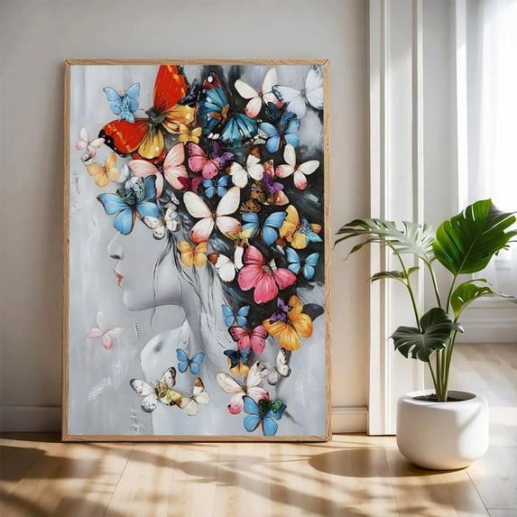 Butterfly Woman Poster Abstract Silhouetteinspirational Art Home Decor ...