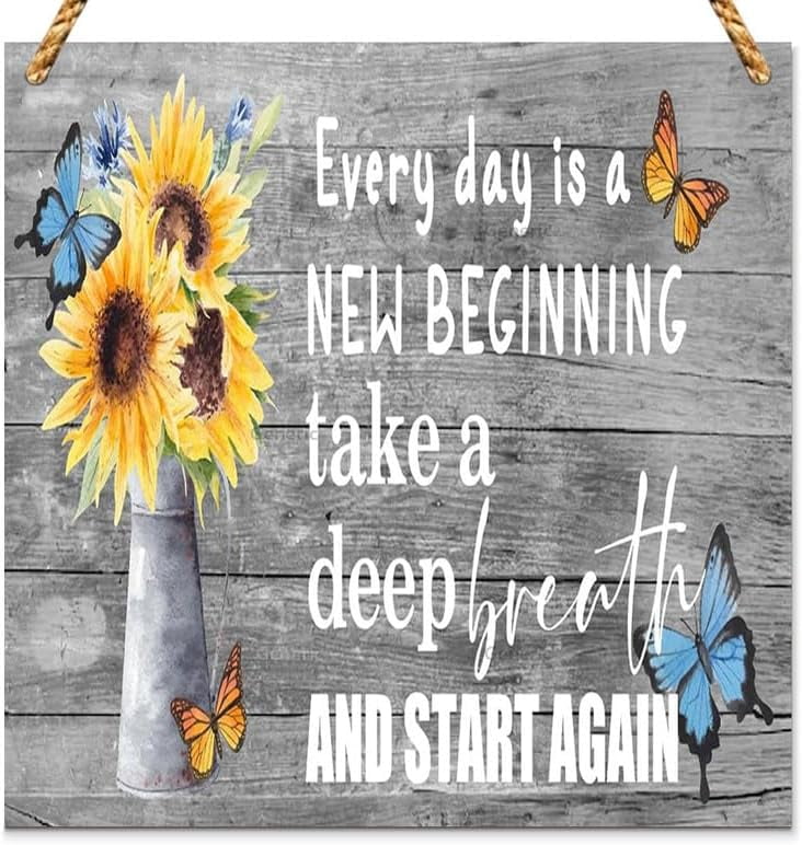 Butterfly Wood Hanging Decor Sign Every Day is A New Beginning Wood ...