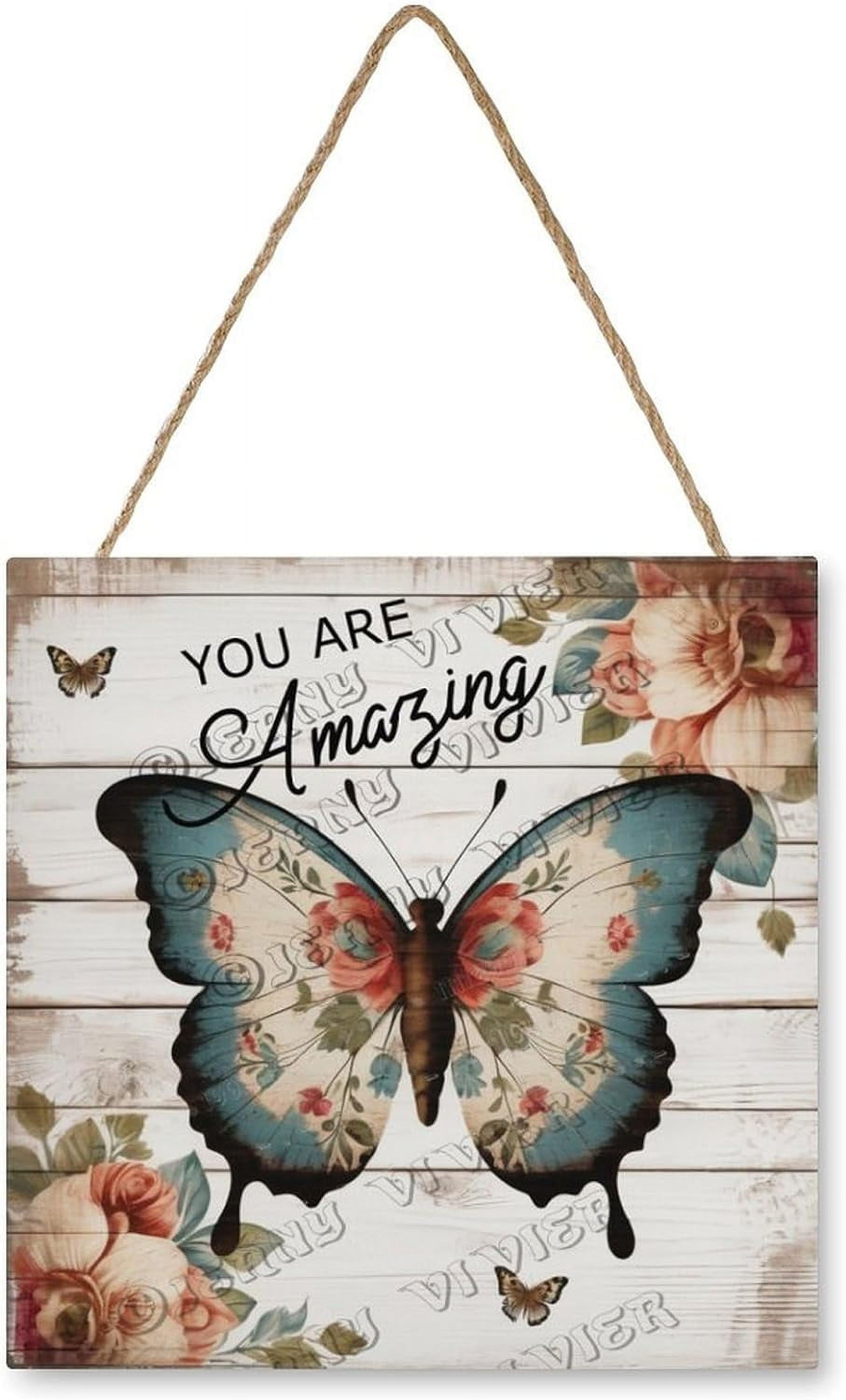 Butterfly Wooden Sign Butterfly Hanging Wood Plaques for Home Office ...