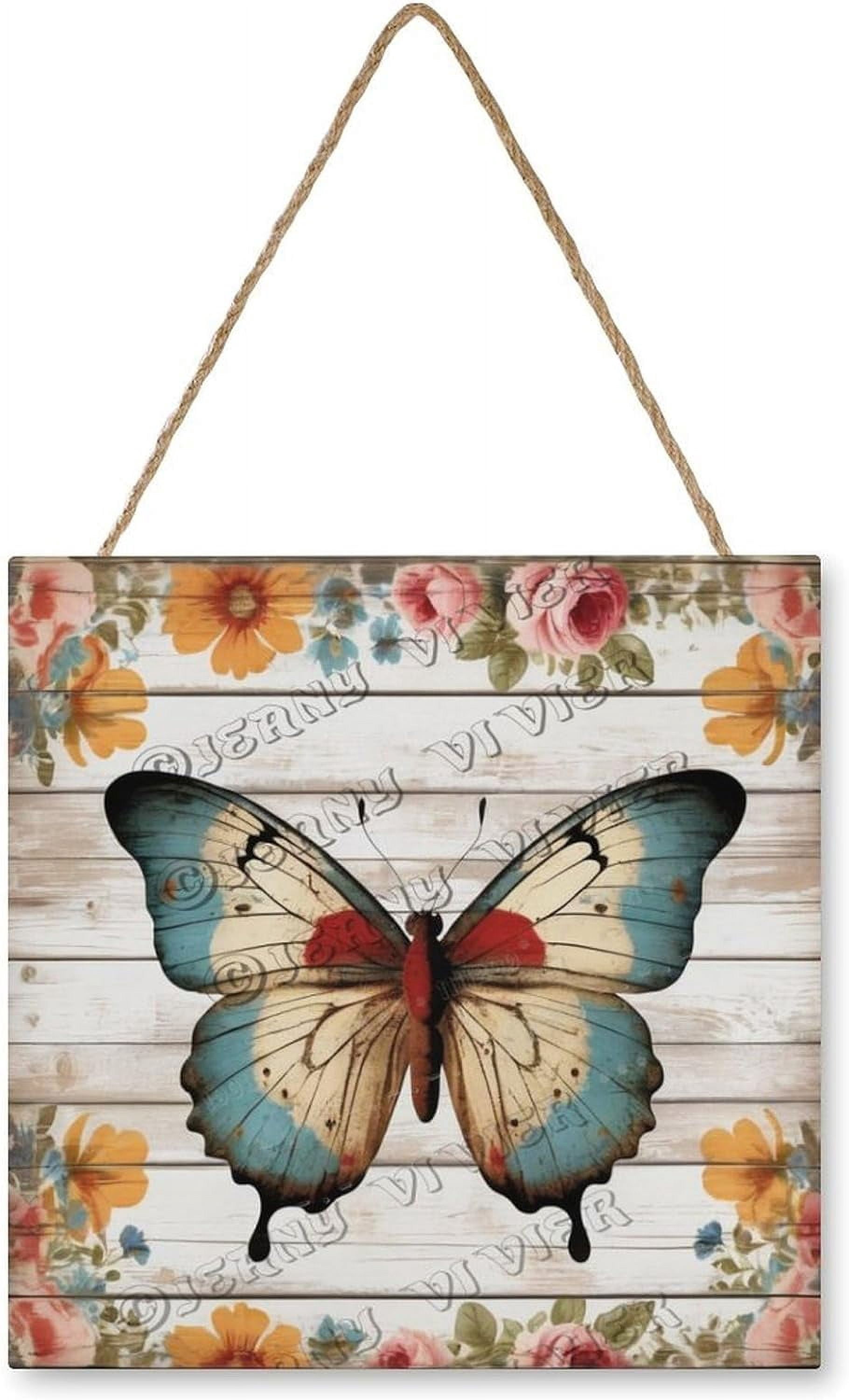 Butterfly Wooden Sign Butterfly Hanging Wood Plaques for Home Office ...