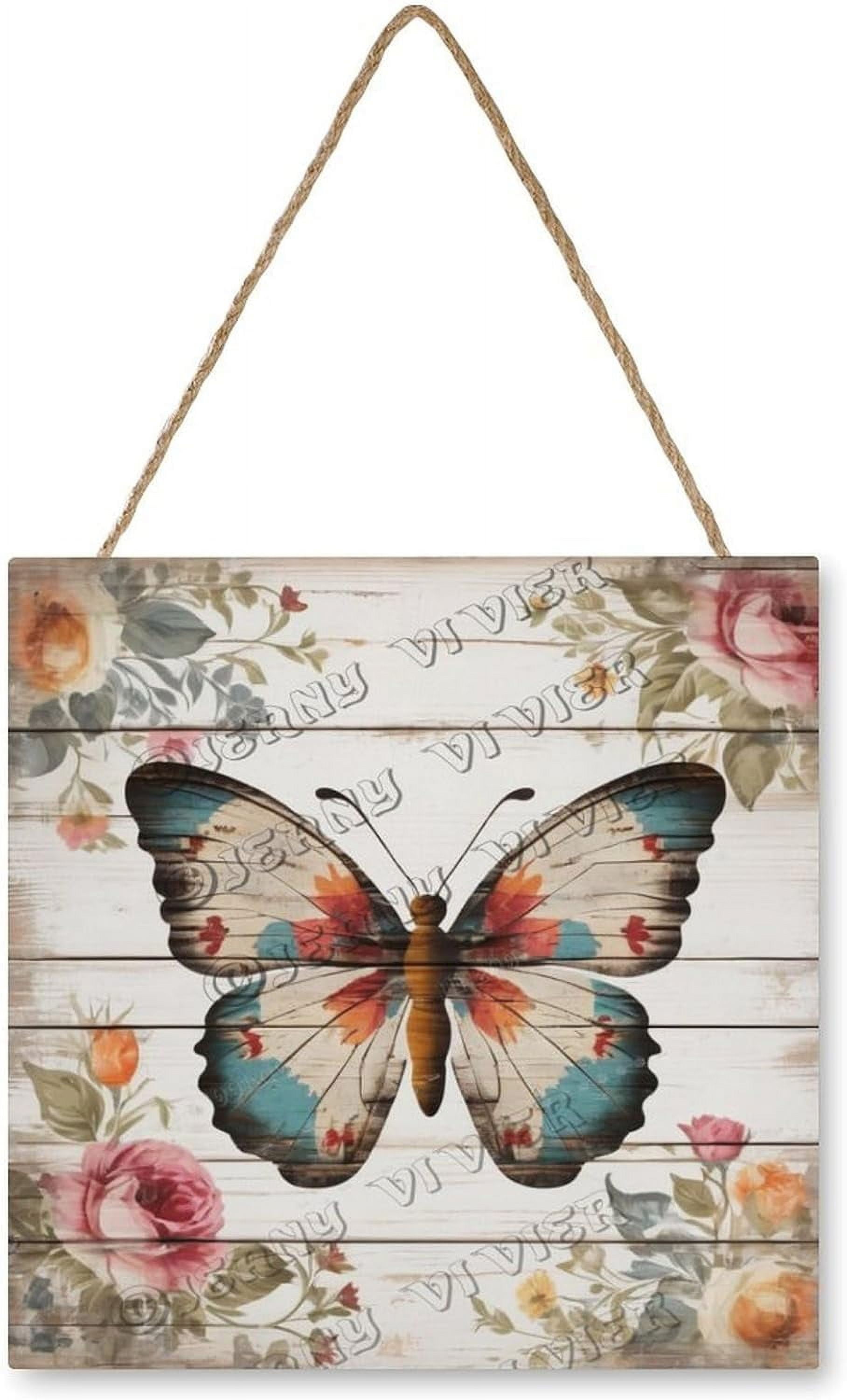 Butterfly Wooden Sign Butterfly Hanging Wood Plaques for Home Office ...