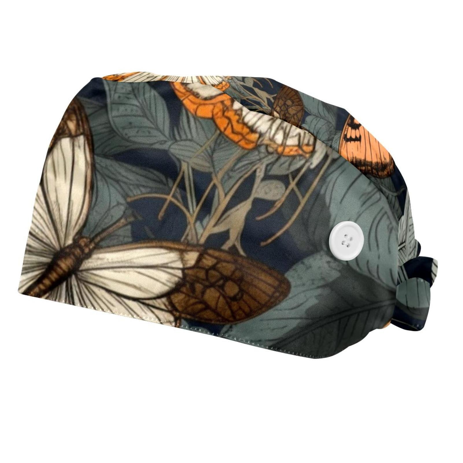 Butterfly Working Cap with Button, Cotton Working Hat Sweatband for ...
