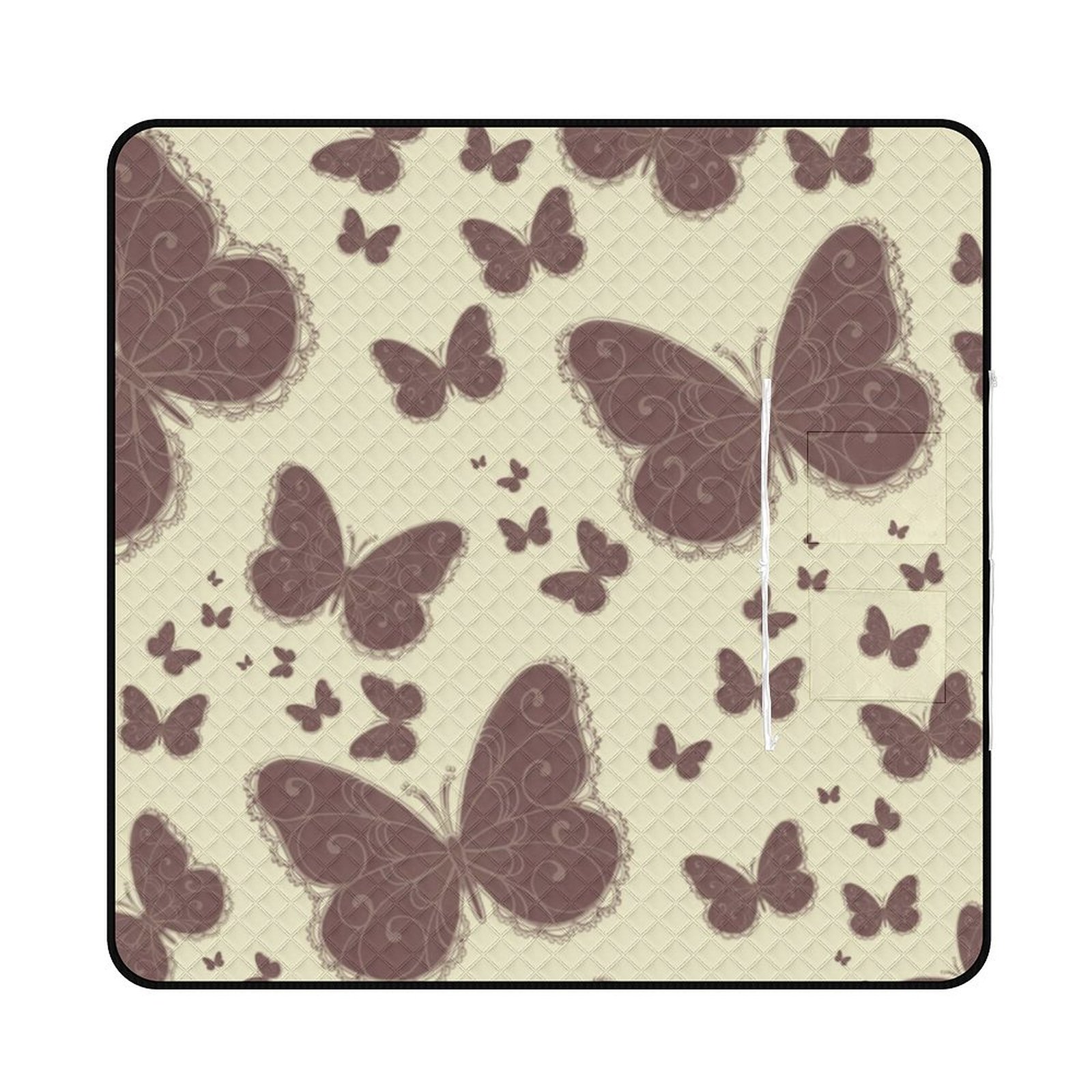 Butterfly, Yellow Brown Waterproof Beach Mat Folding Mattress Portable ...