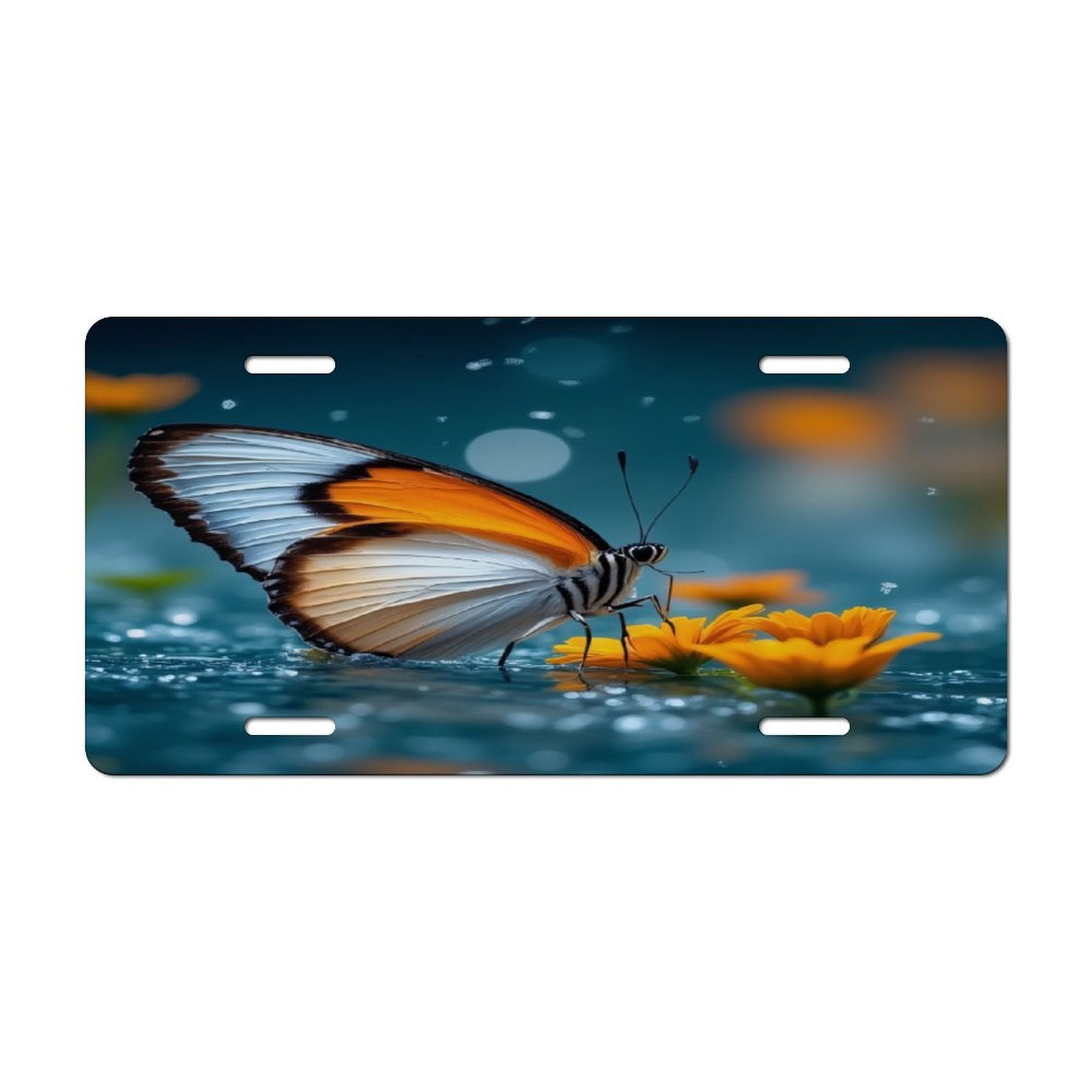 Butterfly on Yellow Flower Car Decorative Front License Plate,Vanity ...