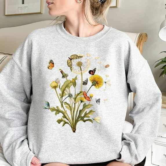 Butterfly and Dandelion Botanical Shirt, Dandelion Shirt, Botanical ...