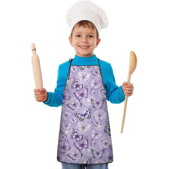 Butterfly and Dandelion Purple Pattern Teens Aprons, Adjustable Neck ...