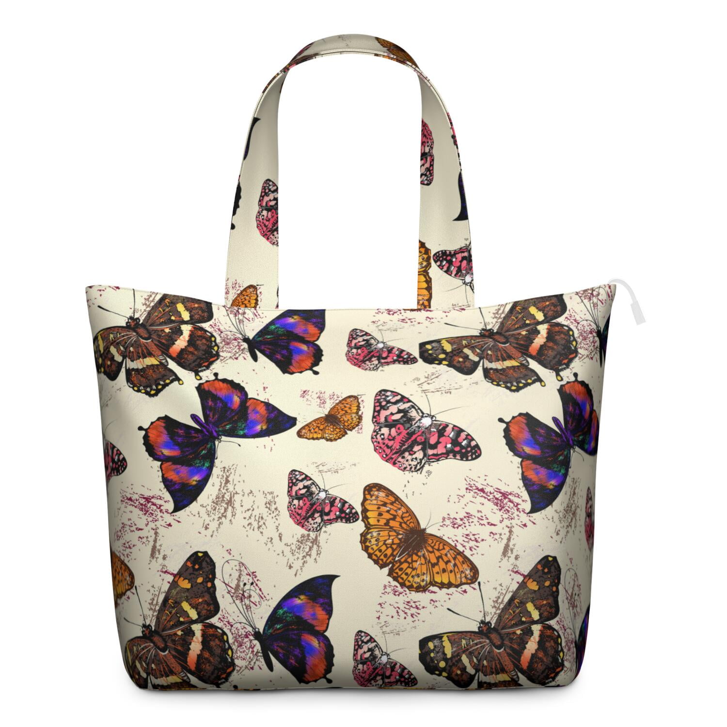 Butterfly and Floral Print Travel Bag, Tropical Weekender Tote Duffel ...