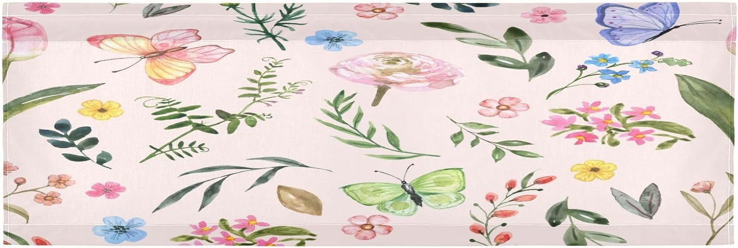 Butterfly and Floral Trolley Bag Curtain Drape, 54" x 18" Curtain ...