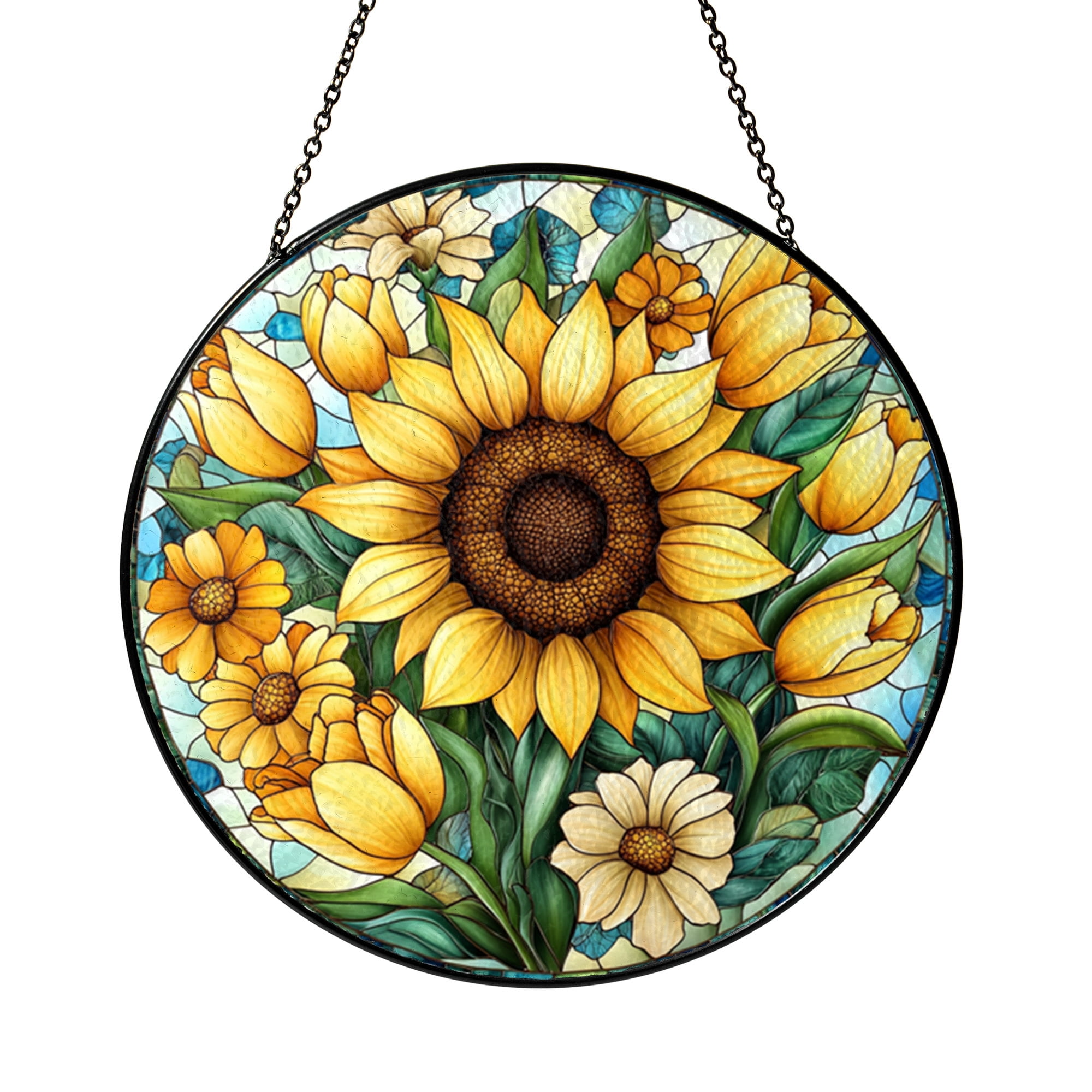 Butterfly and Flower Stained Glass Style Suncatcher, Fantasy Floral ...