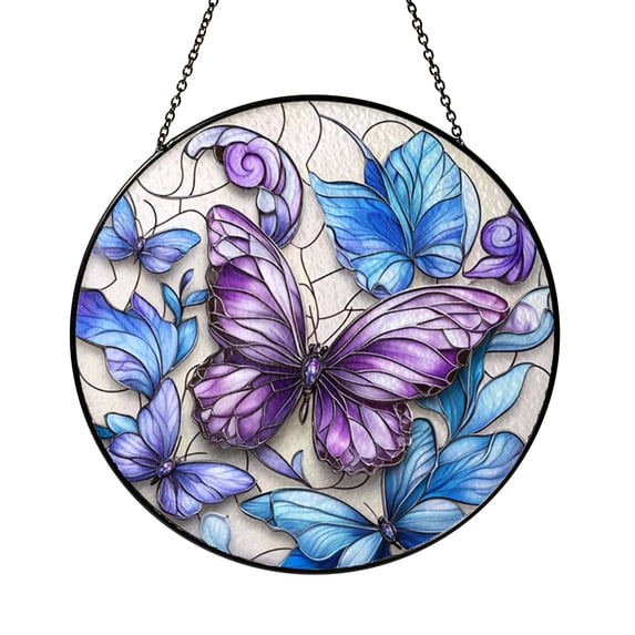 Butterfly and Flower Window Hanging – Stained Glass Style - Walmart.com