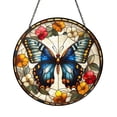 Butterfly and Flowers Stained Glass Style Suncatcher Window Hanging ...