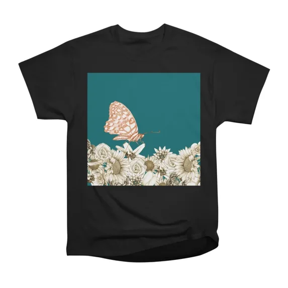 Butterfly and Flowers T-Shirt Tee Gift For Him Merch For Her Apparel ...