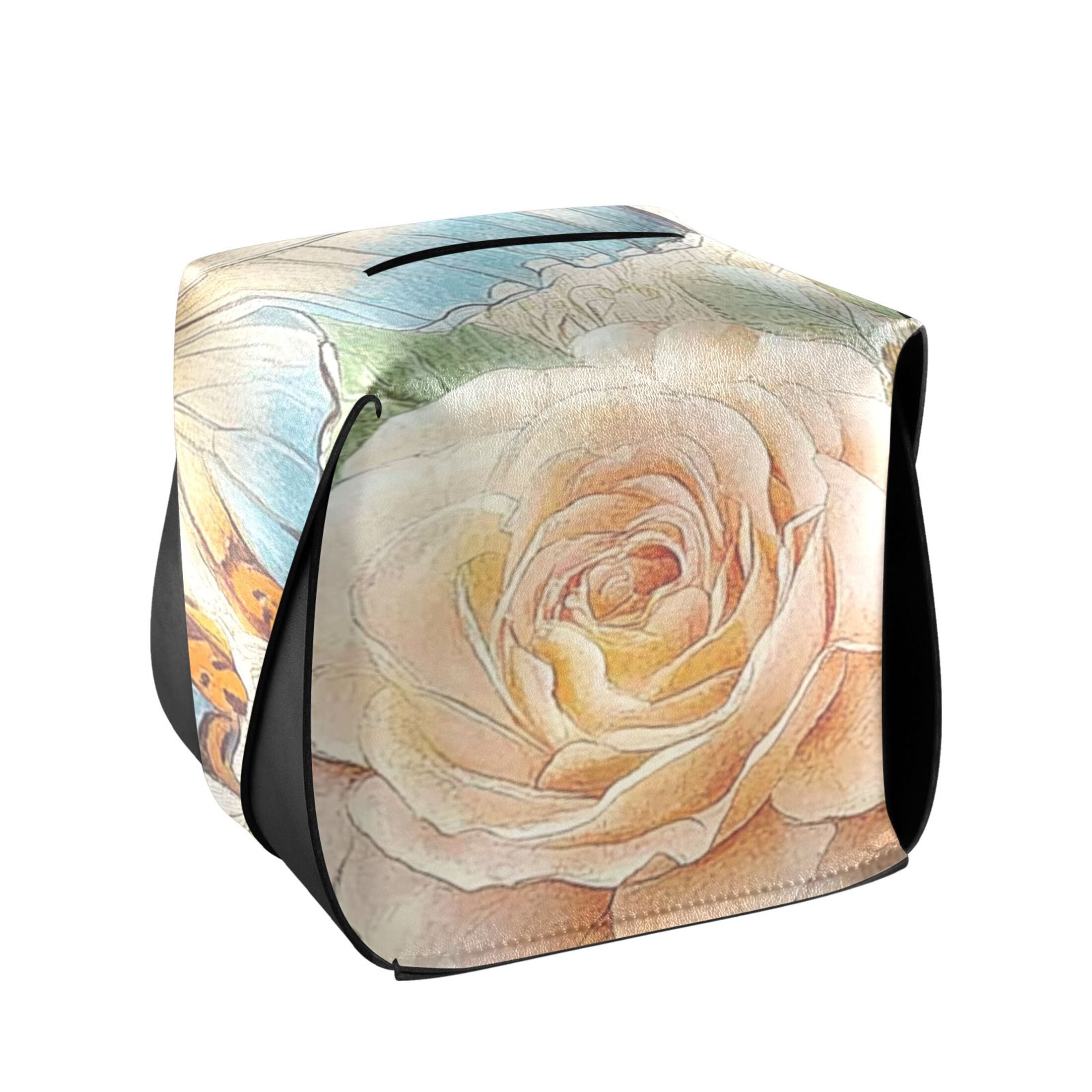 Butterfly and Flowers Vintage Tissue Box Cover Leather Square Rectangle ...