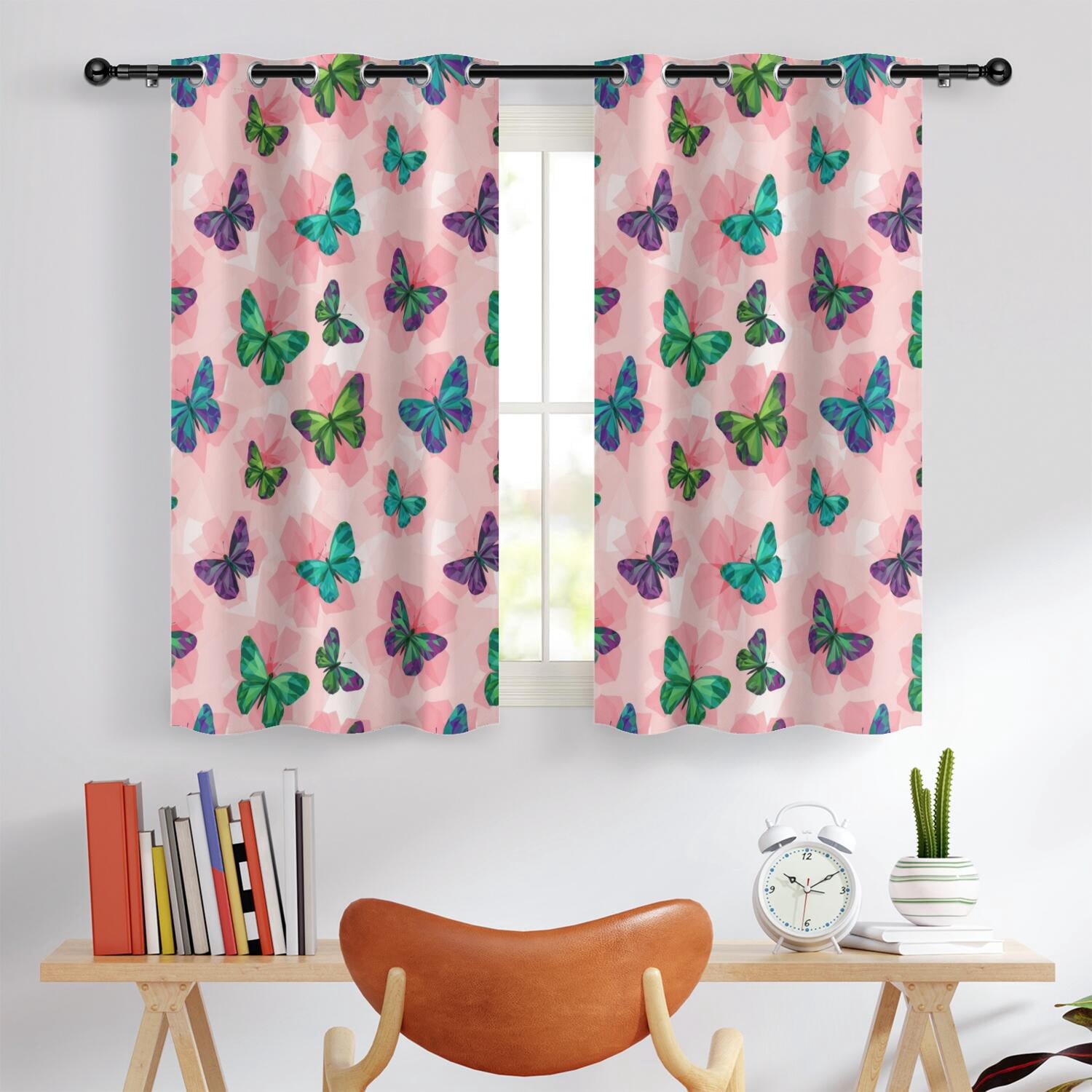 Butterfly and Geometric Green Pattern Blackout Curtains,Triple Weaved ...