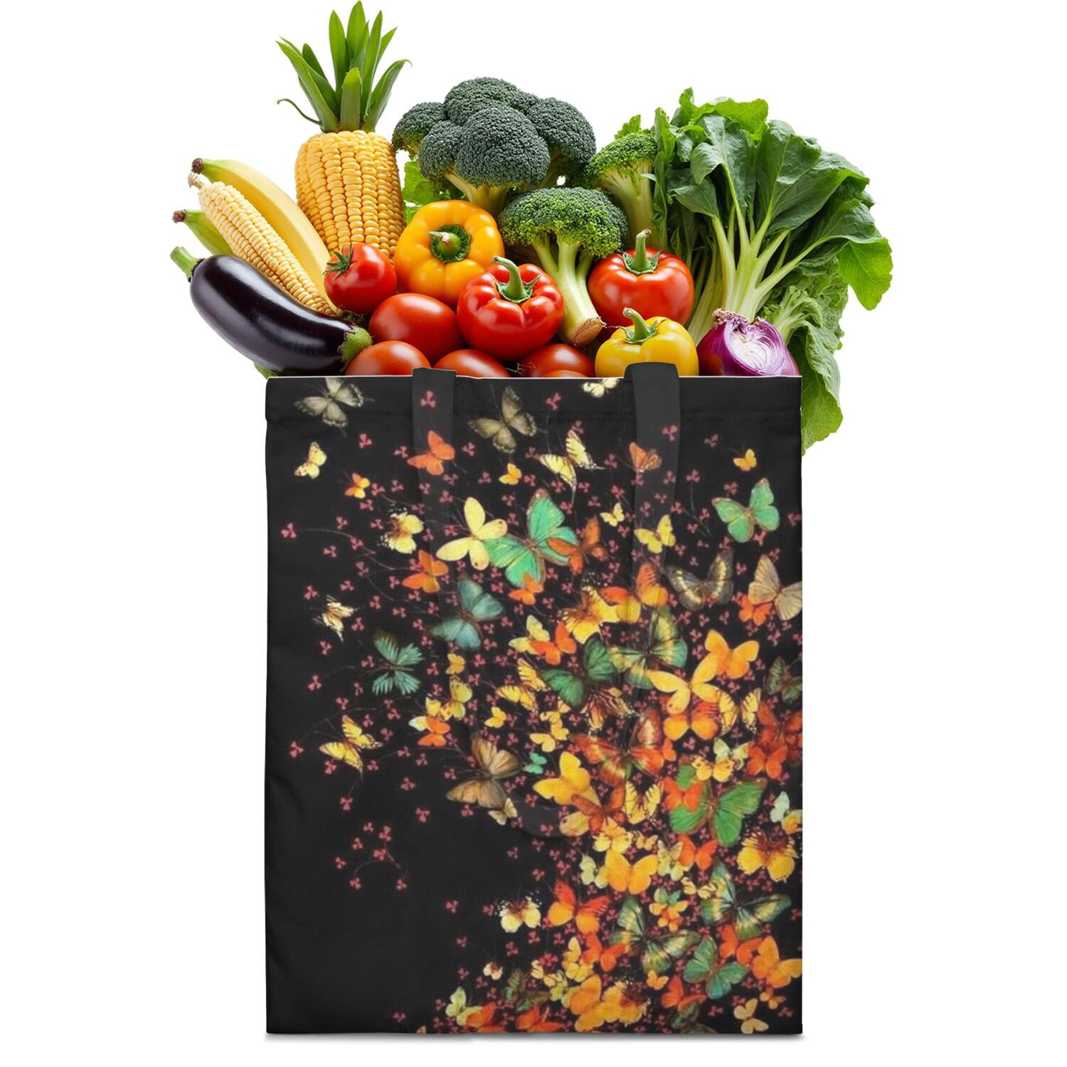 Butterfly and Moon Artwork Canvas Bag – Dreamy Night Sky Design ...