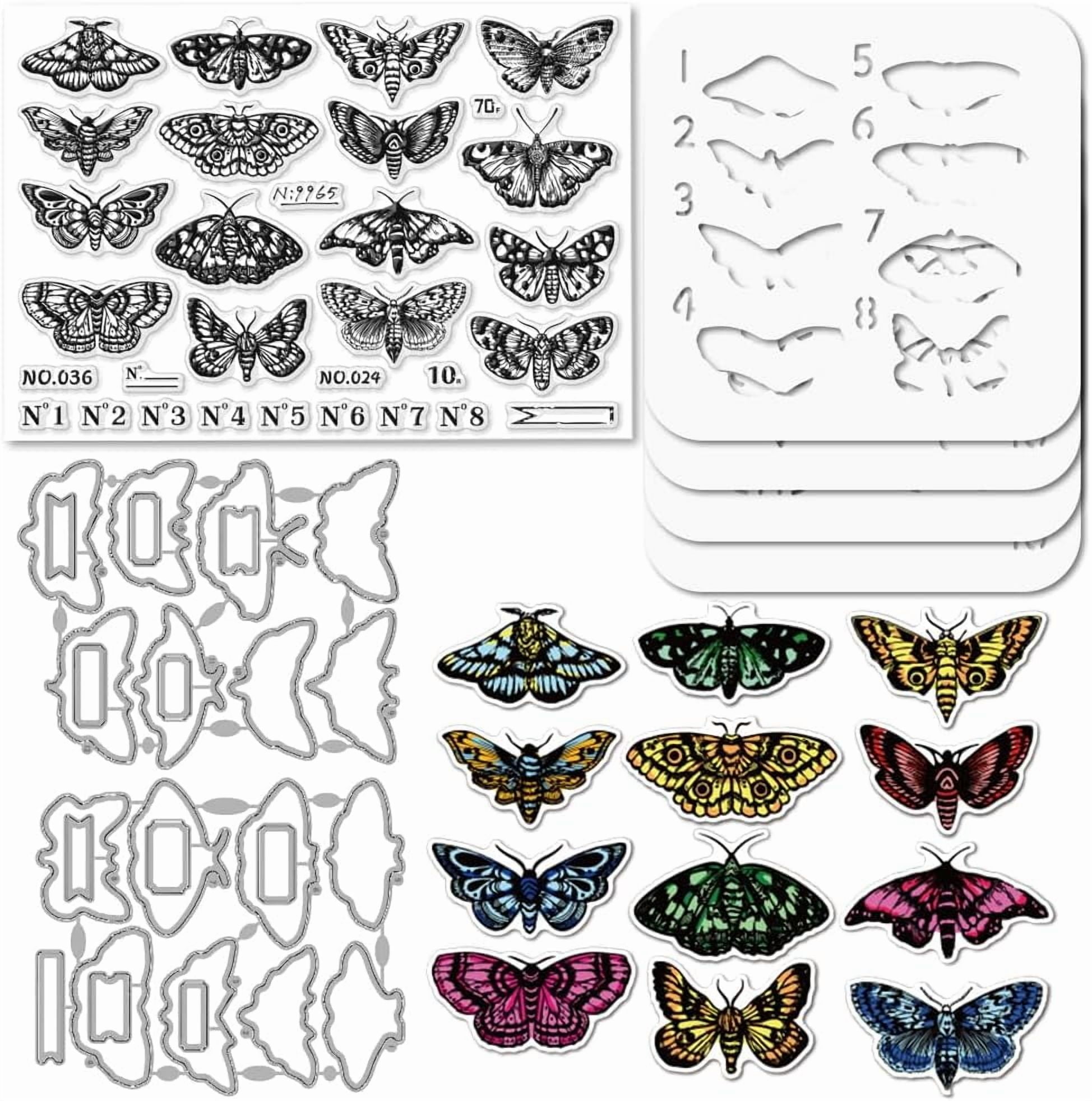 Butterfly and Moth Clear Stamp Moths Cutting Die PET Paint Craft ...