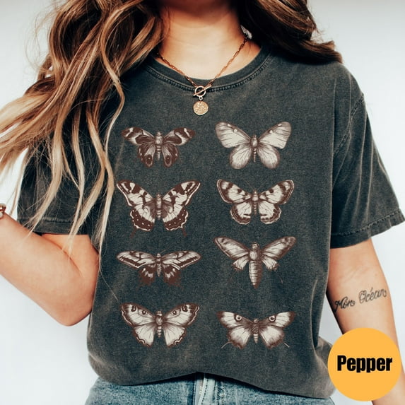 Butterfly and Moth T-Shirt, Cottagecore Aesthetic Shirt, Cottagecore ...
