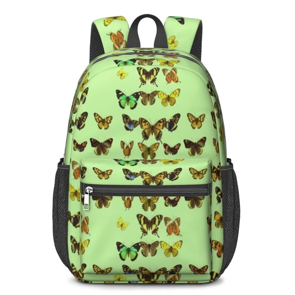 Butterfly and Multicolor Green Pattern 17" School Backpacks for Teens ...