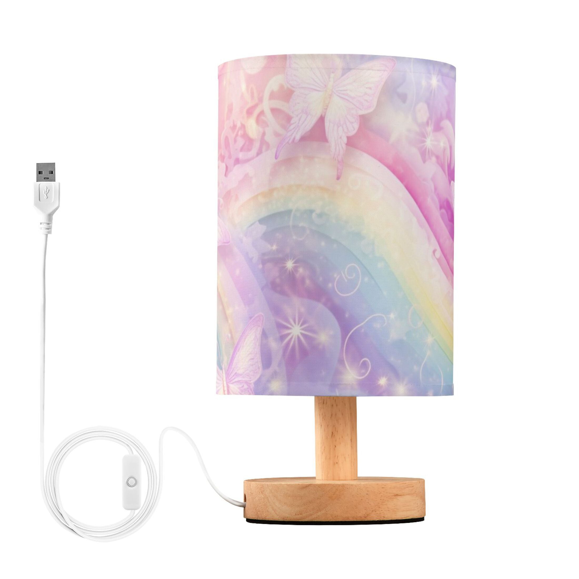 Butterfly and Rainbow Bedside Table Lamp LED Warm Lights with USB ...