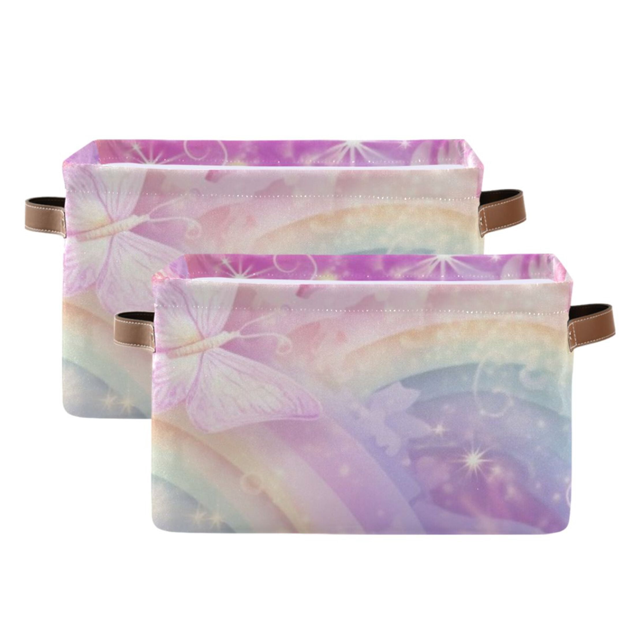 Butterfly and Rainbow Storage Basket Large Foldable Storage Bin Laundry ...