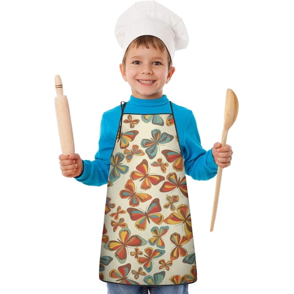 Butterfly and Retro Orange Pattern Teens Aprons, Adjustable Neck Strap ...