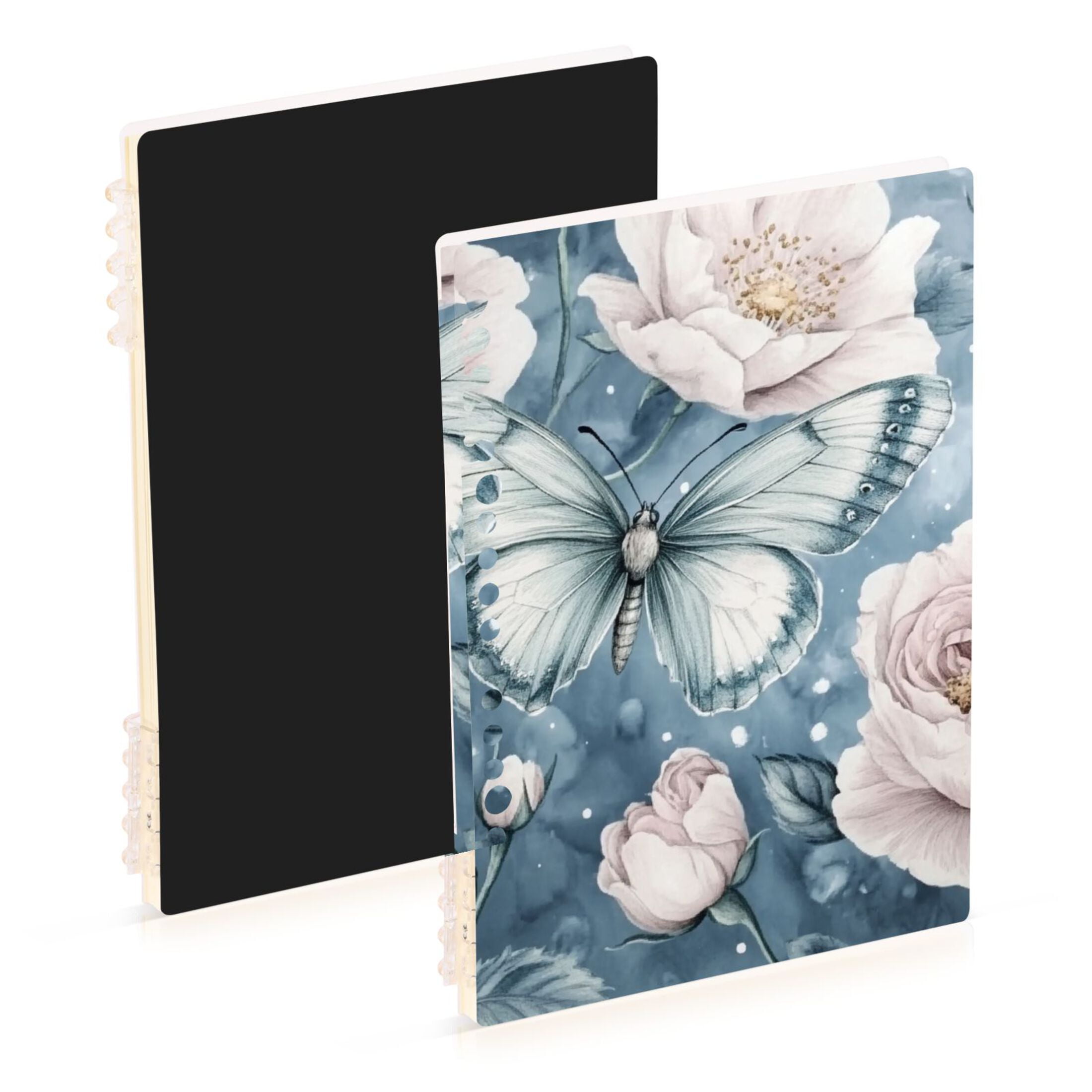 Butterfly and Rose Watercolor Lined Spiral Journal Notebook 60 Pages A5 ...