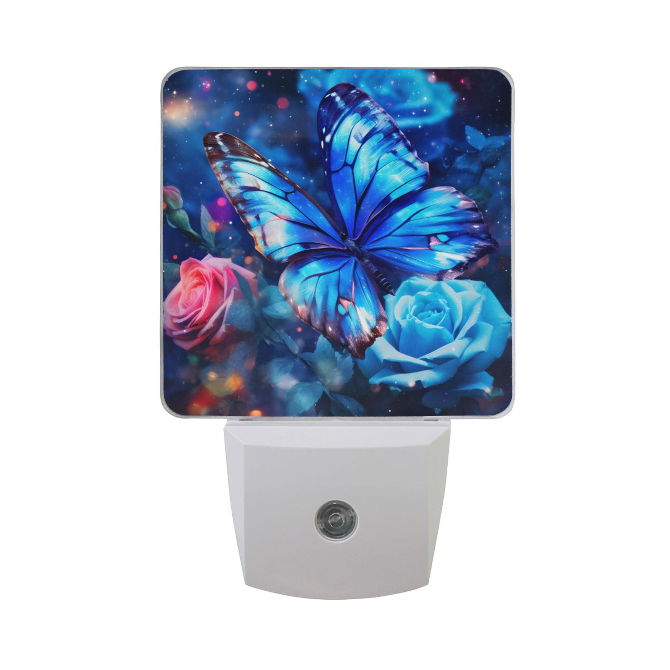Butterfly and Roses Night Light LED Dusk to Dawn Auto Sensor Night Lamp ...