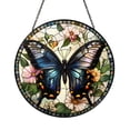 Butterfly and Spring Flowers Stained Glass Style Round Window ...