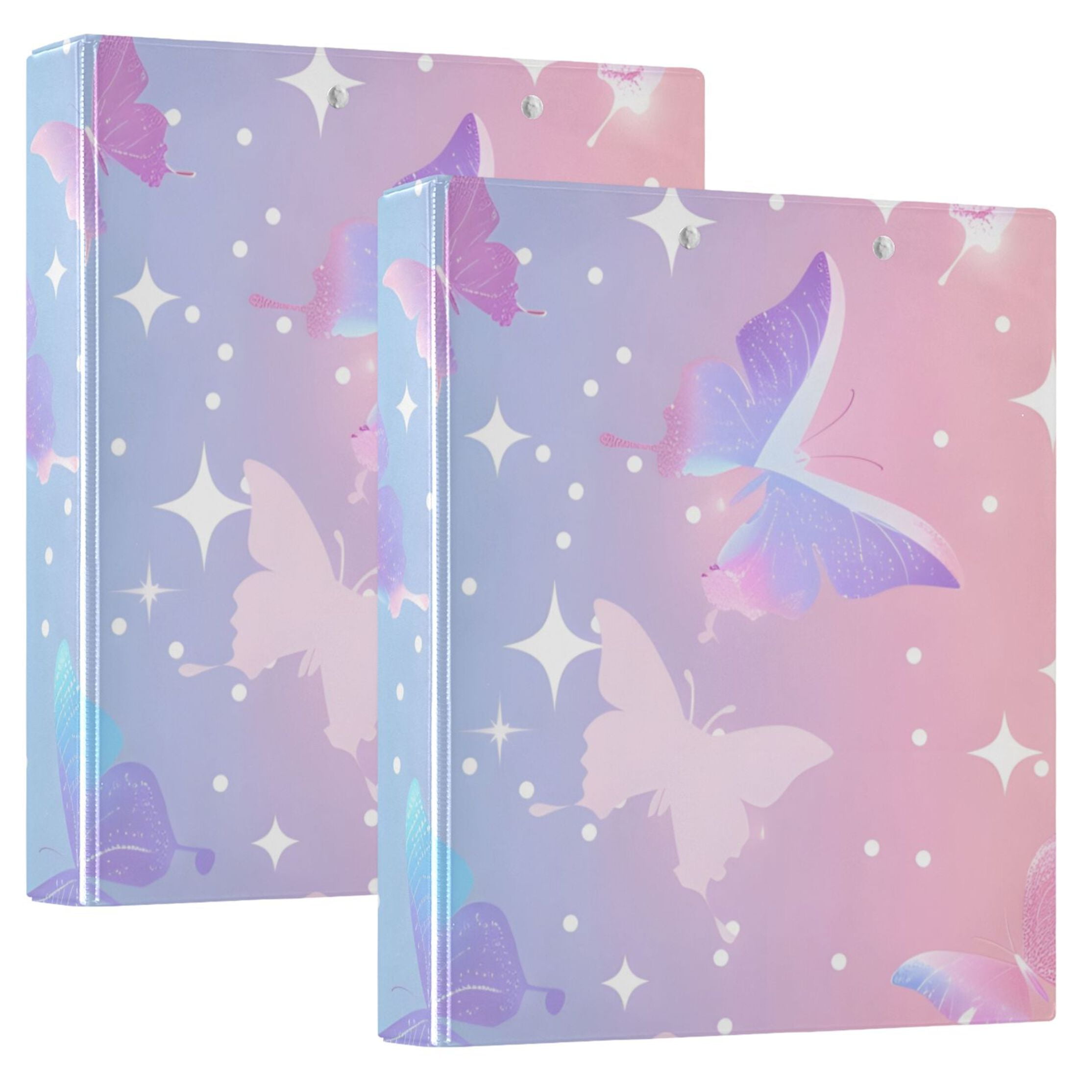 Butterfly and Star in Gradient Hardcover 3 Ring Binder 1.5 inch Round ...