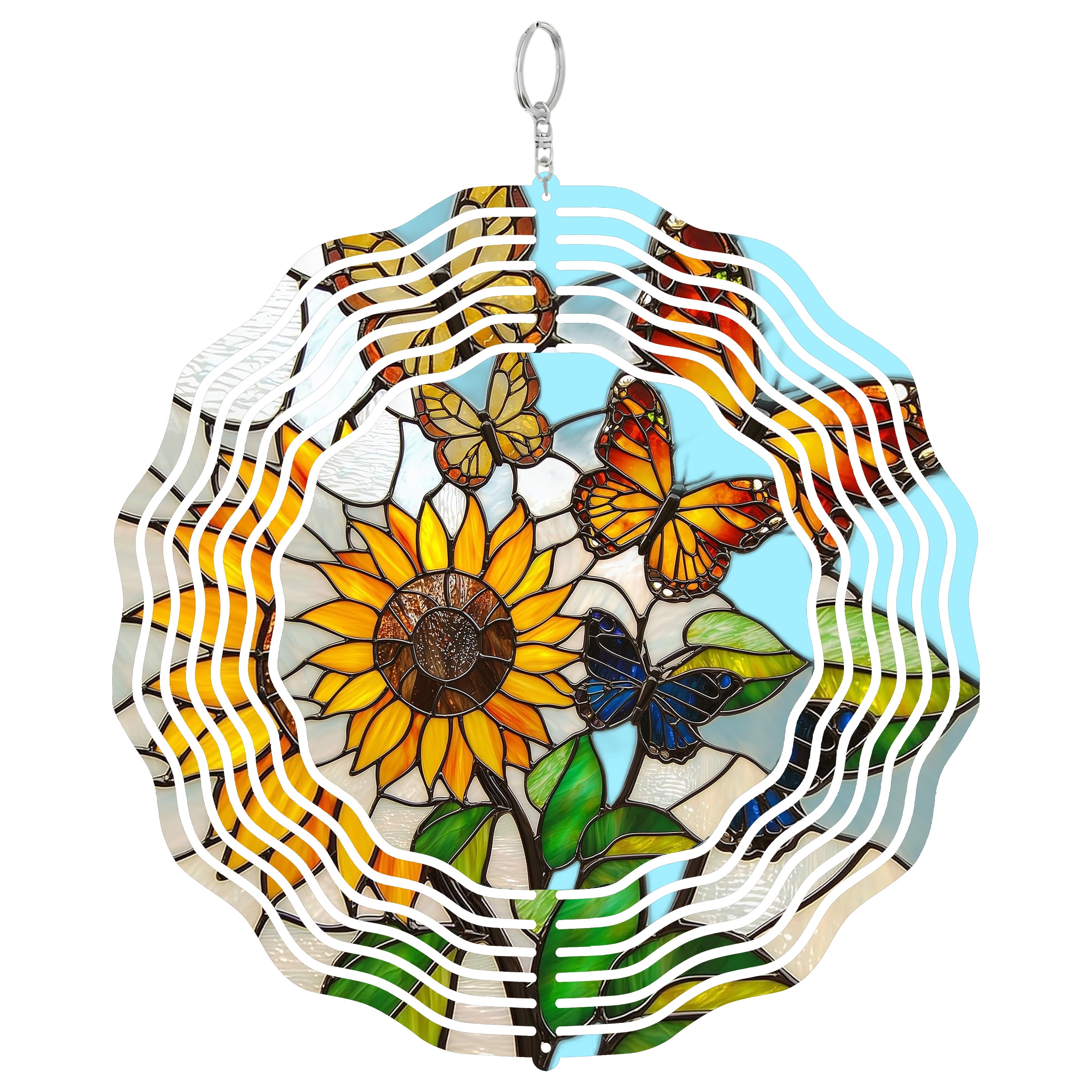 Butterfly and Sunflowers 3D Wind Spinner, Insect Plant Yard Art ...