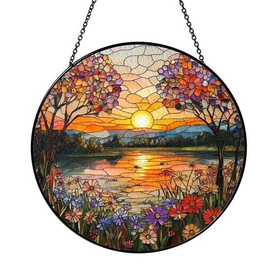 Butterfly at Sunset Stained Glass suncatcher, Aesthetic Window Hanging ...