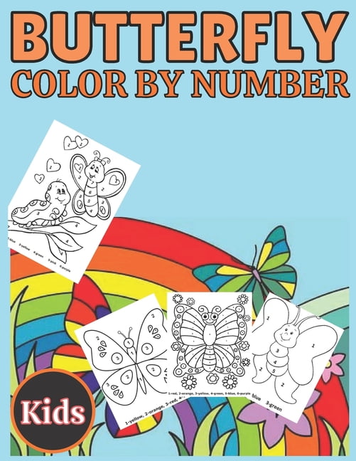 Butterfly color by number kids : Color By Number Design for drawing and ...