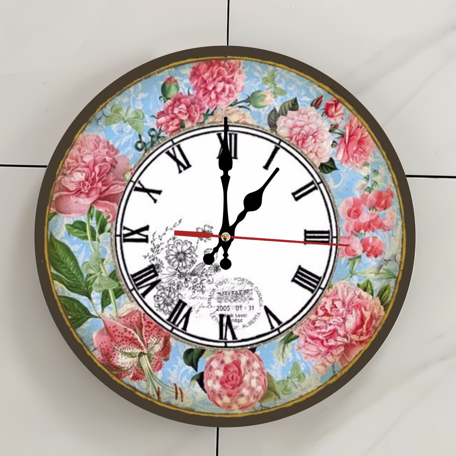 Butterfly and floral style Wall Clock - 12 Inch Wooden Art Hanging ...