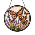 Butterfly in Lavender Field Stained Glass Window Hanging Suncatcher ...