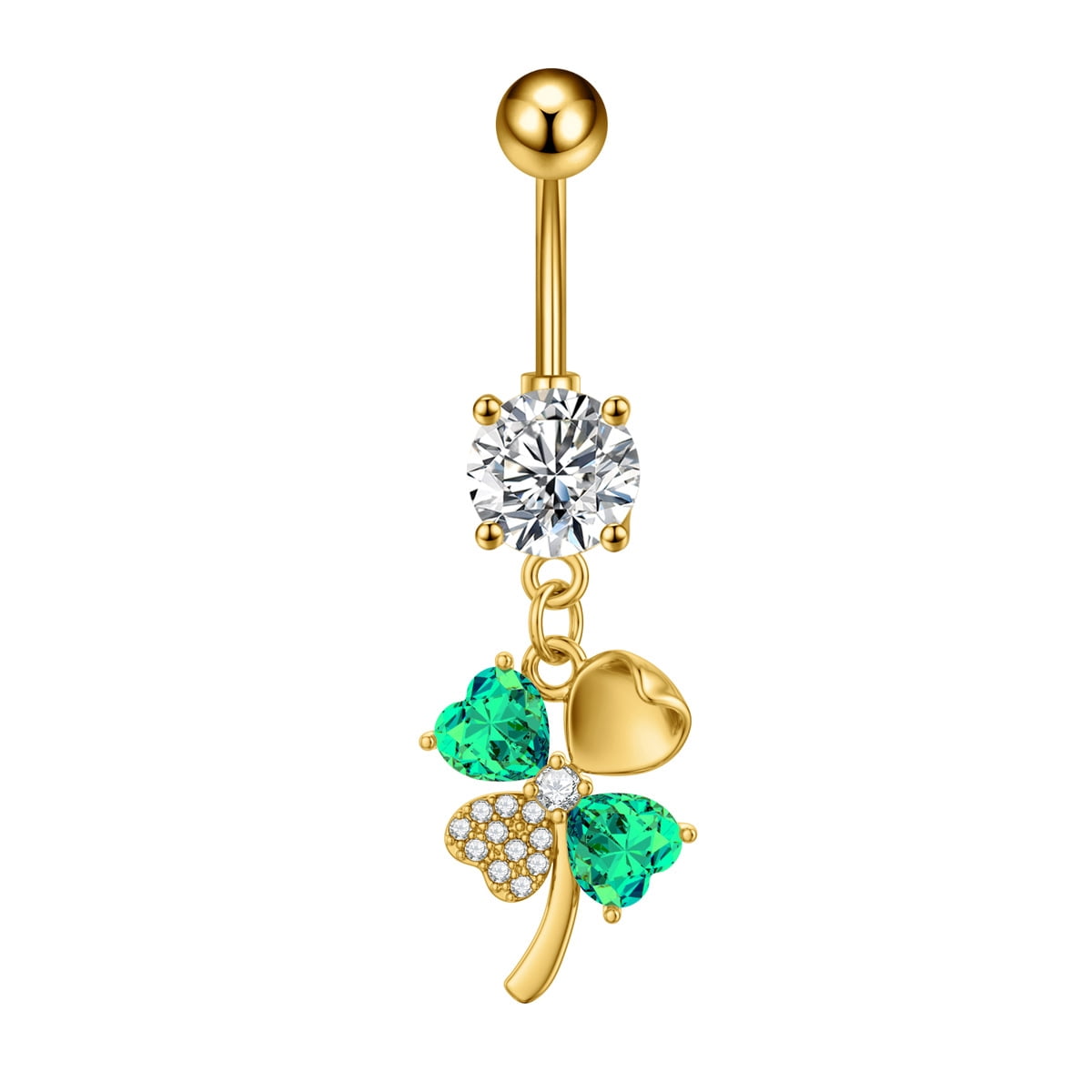 Butterfly navel ring with shiny zircon pendant, European and American ...