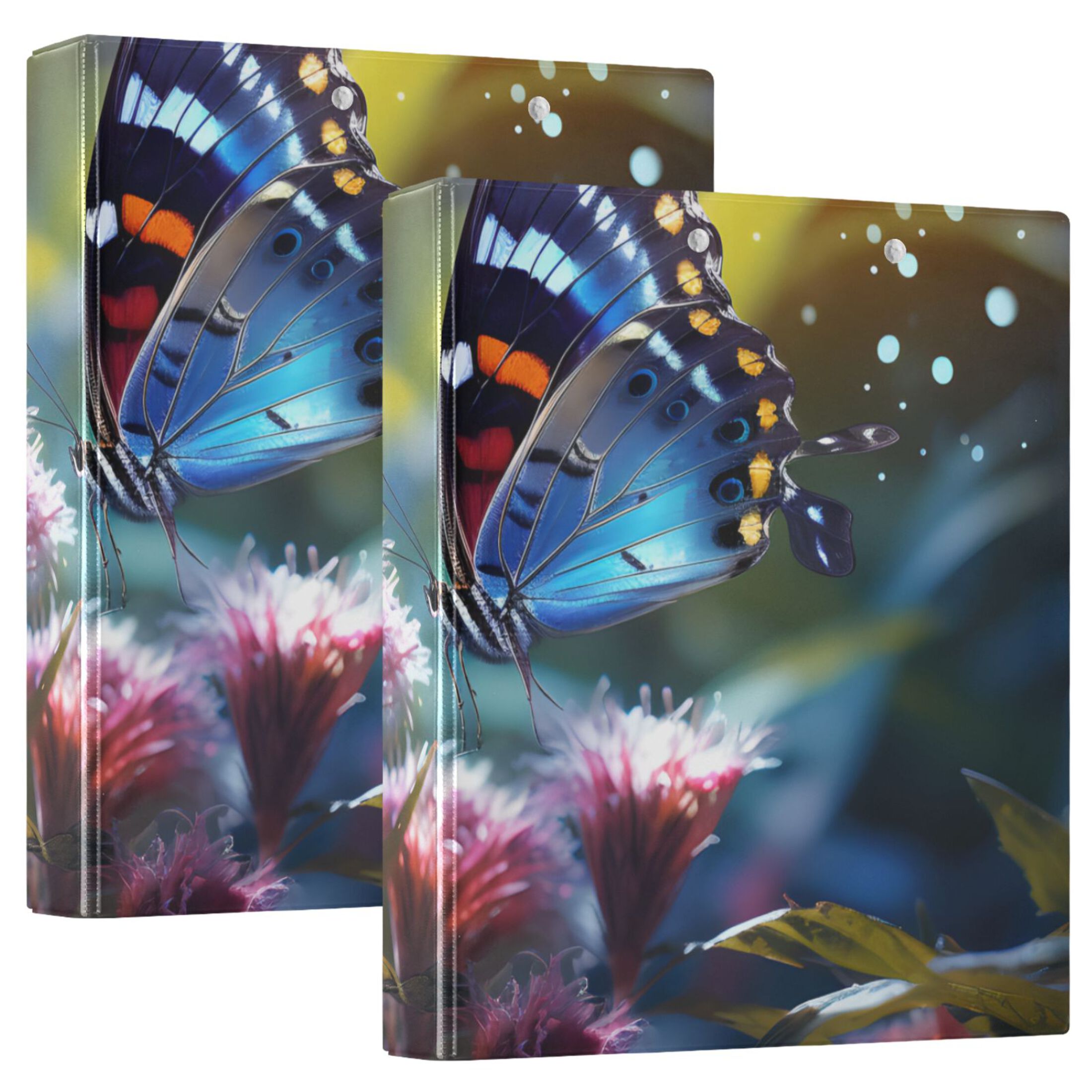 Butterfly on Flower 3 Ring Hardcover Binders 1.5" Round Rings for ...