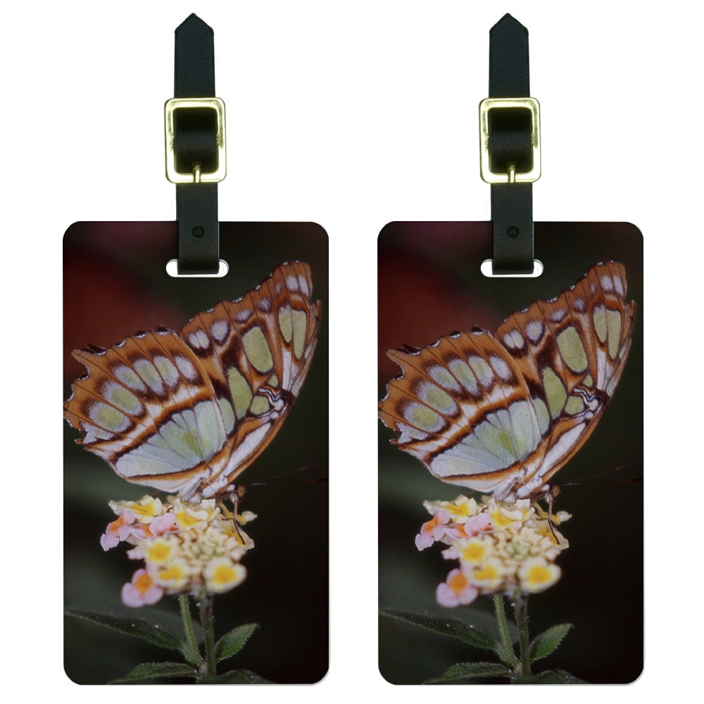Butterfly on Flower Luggage Tags Suitcase Carry-On ID, Set of 2 ...
