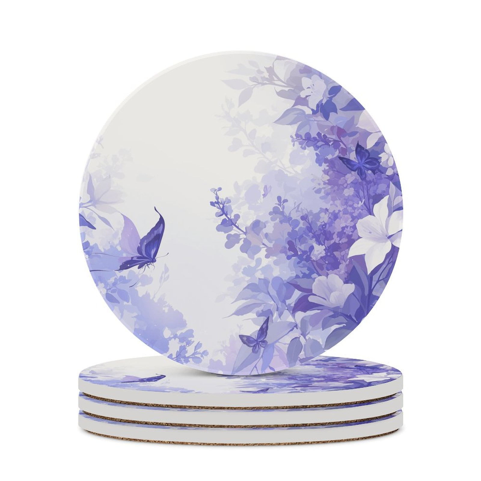 Butterfly on Purple Flower Ceramic Coasters Absorbent Coasters for ...