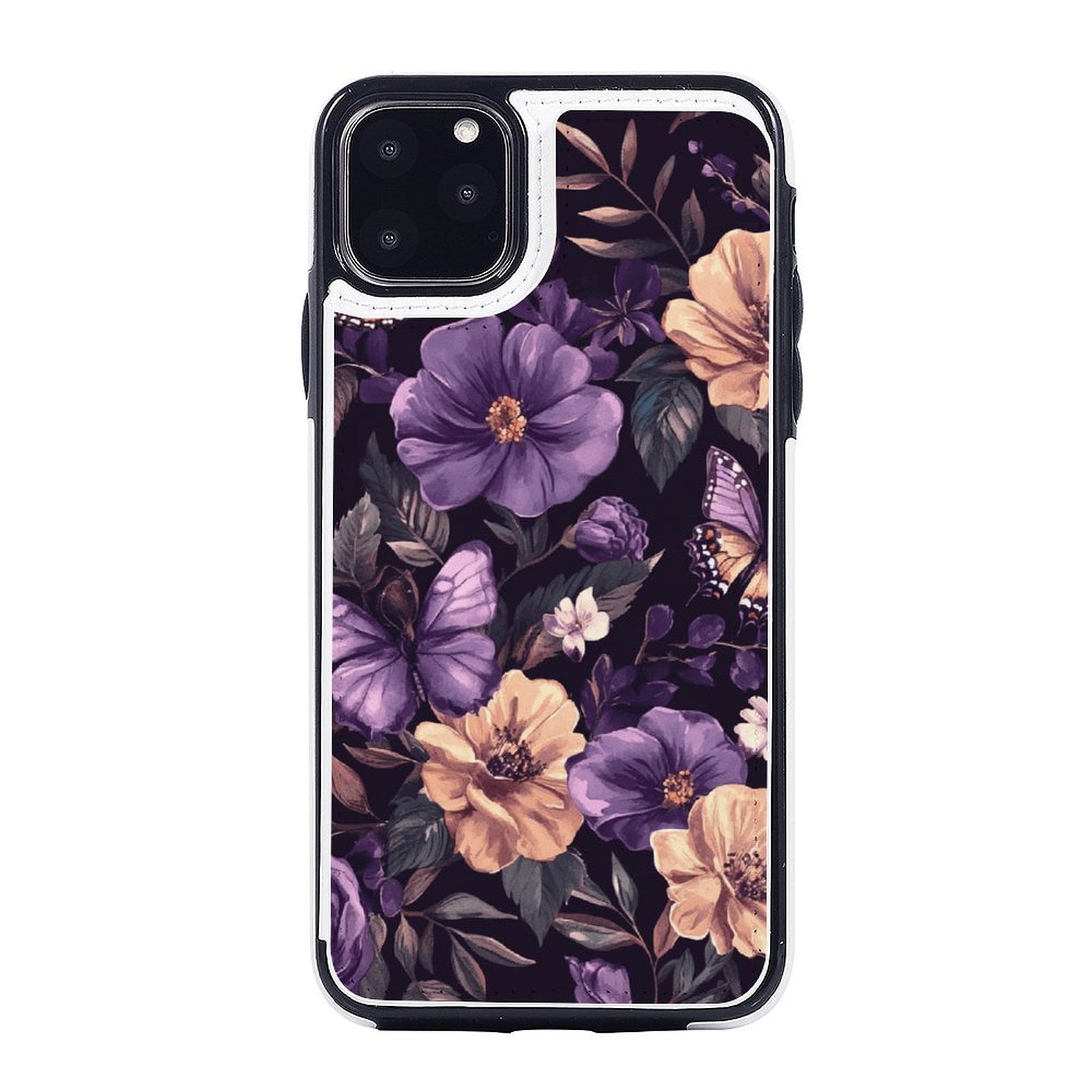 Butterfly on Purple Flower Leather Wallet Case for iPhone 16 15 14 13 12 11 Pro Max Wallet Case ...
